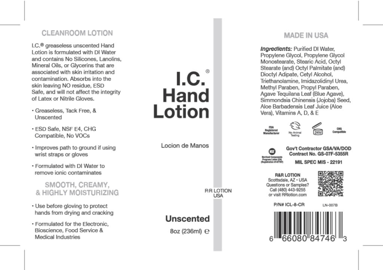 IC Lotion Fragrance Free (Cleanroom) | R&R Lotion®
