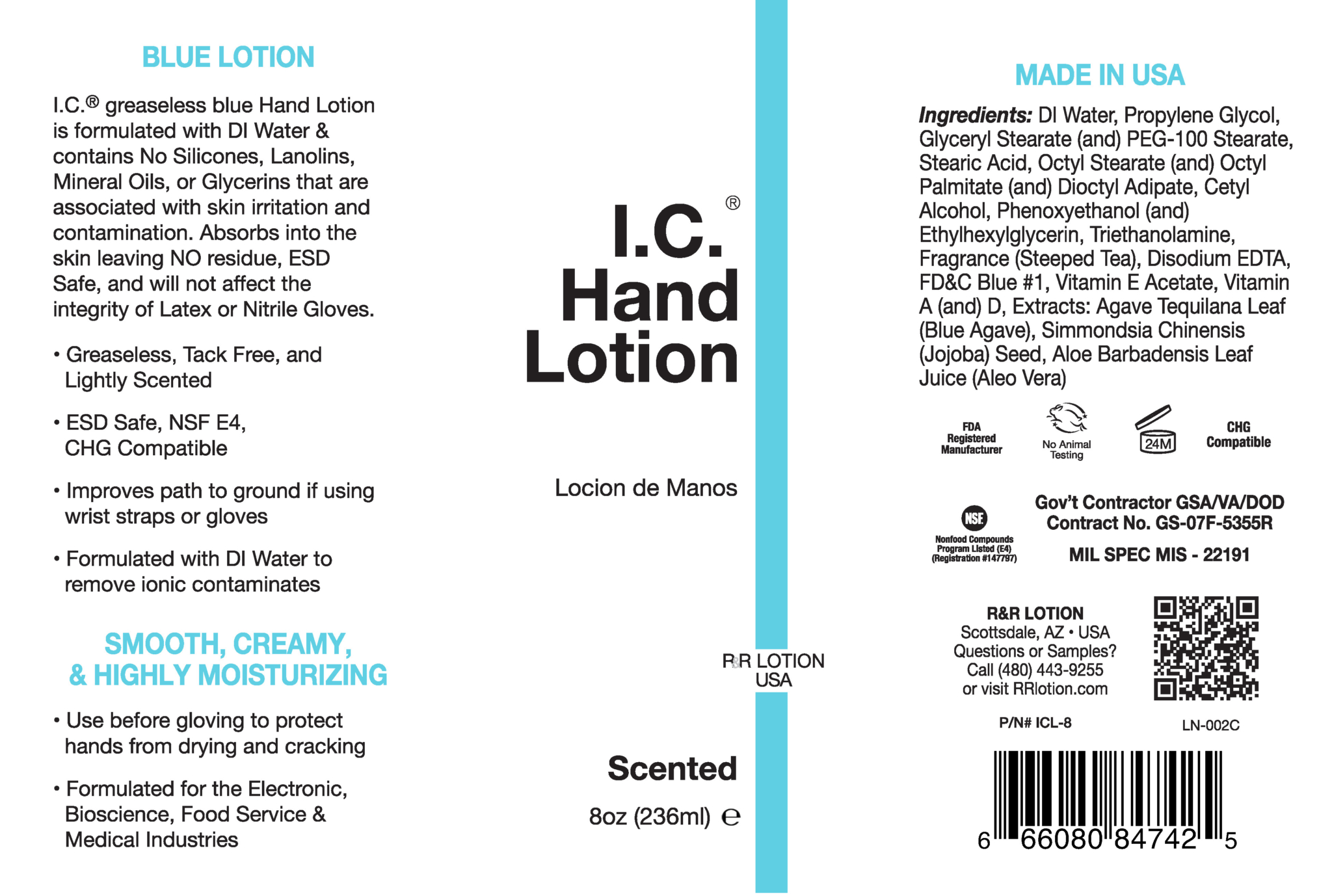 IC Lotion Lightly Fragranced (Blue) | R&R Lotion®